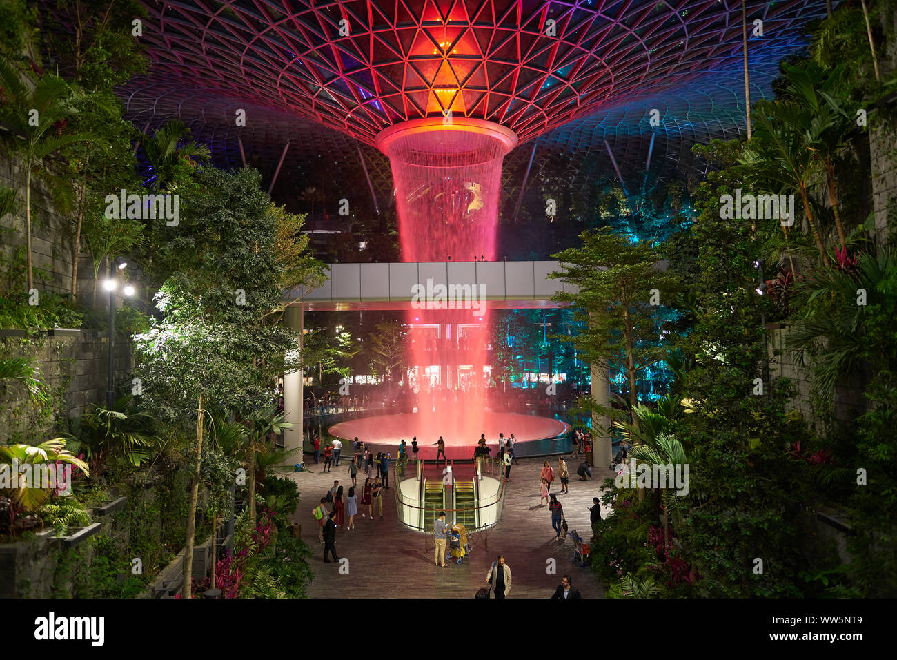 SINGAPORE - CIRCA APRIL, 2019: 40-meter HSBC Rain Vortex, the world’s ...