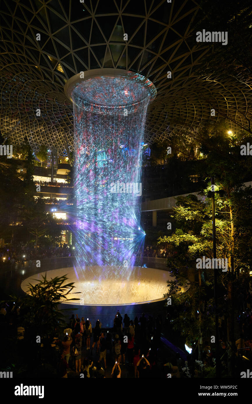 SINGAPORE - CIRCA APRIL, 2019: 40-meter HSBC Rain Vortex, the world’s ...