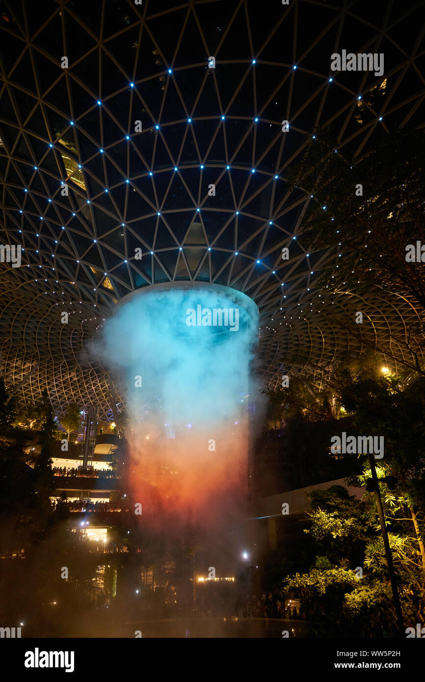 SINGAPORE - CIRCA APRIL, 2019: 40-meter HSBC Rain Vortex, the world’s ...