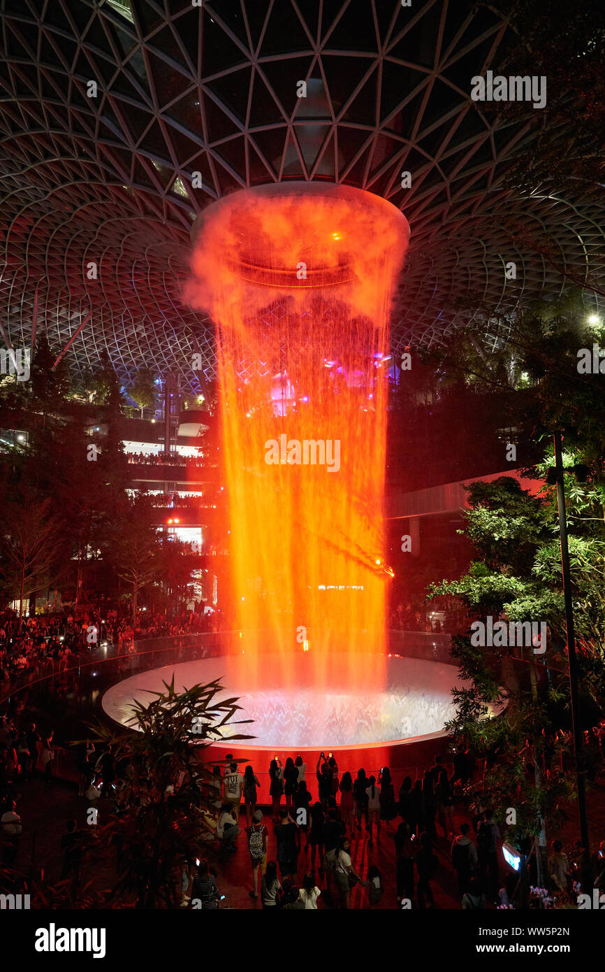 SINGAPORE - CIRCA APRIL, 2019: 40-meter HSBC Rain Vortex, the world’s ...