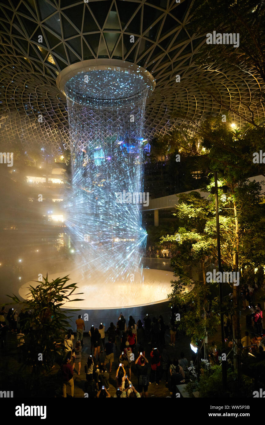 SINGAPORE - CIRCA APRIL, 2019: 40-meter HSBC Rain Vortex, the world’s ...