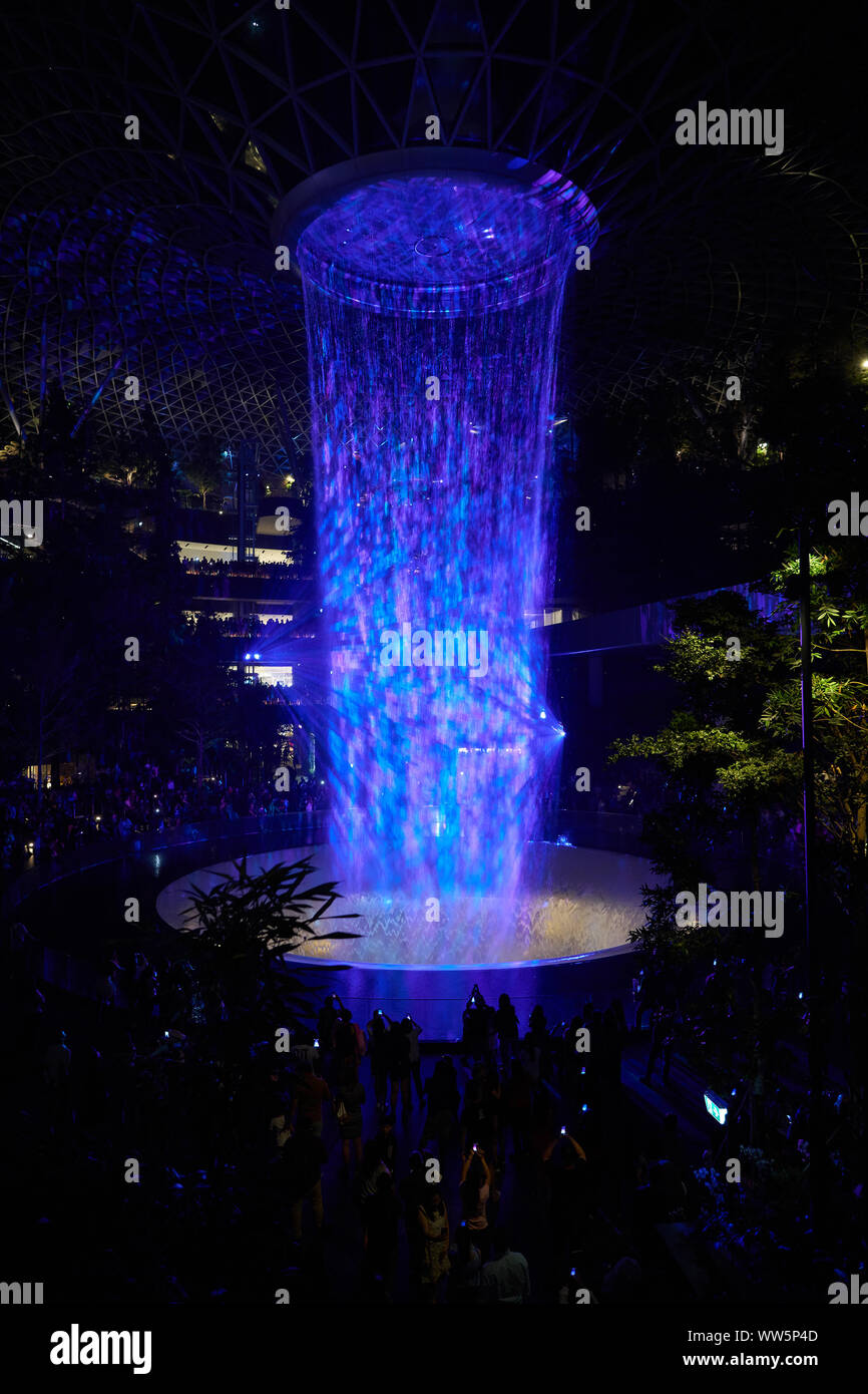 SINGAPORE - CIRCA APRIL, 2019: 40-meter HSBC Rain Vortex, the world’s ...