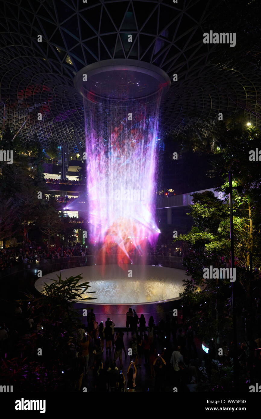 SINGAPORE - CIRCA APRIL, 2019: 40-meter HSBC Rain Vortex, the world’s ...
