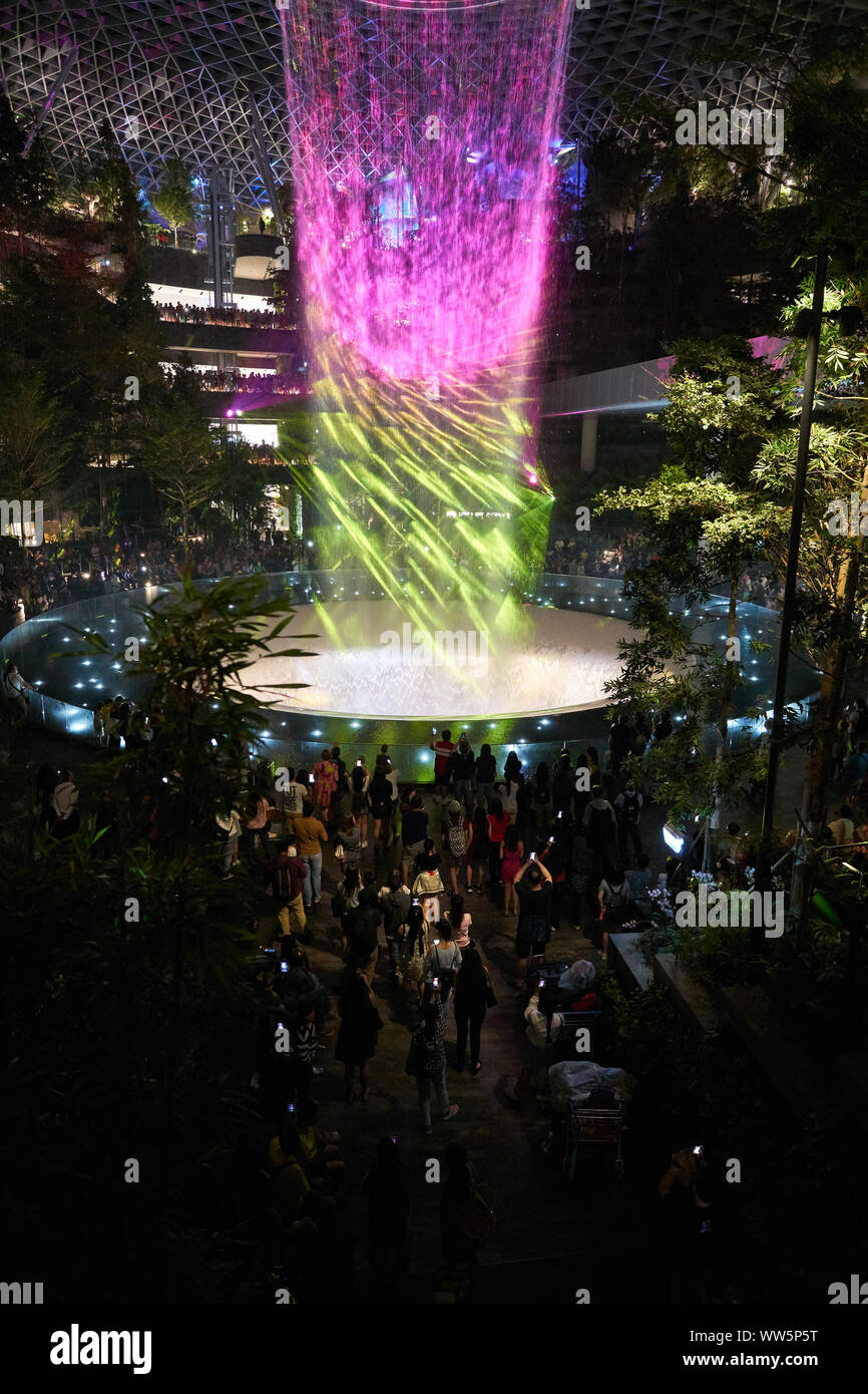 SINGAPORE - CIRCA APRIL, 2019: 40-meter HSBC Rain Vortex, the world’s ...