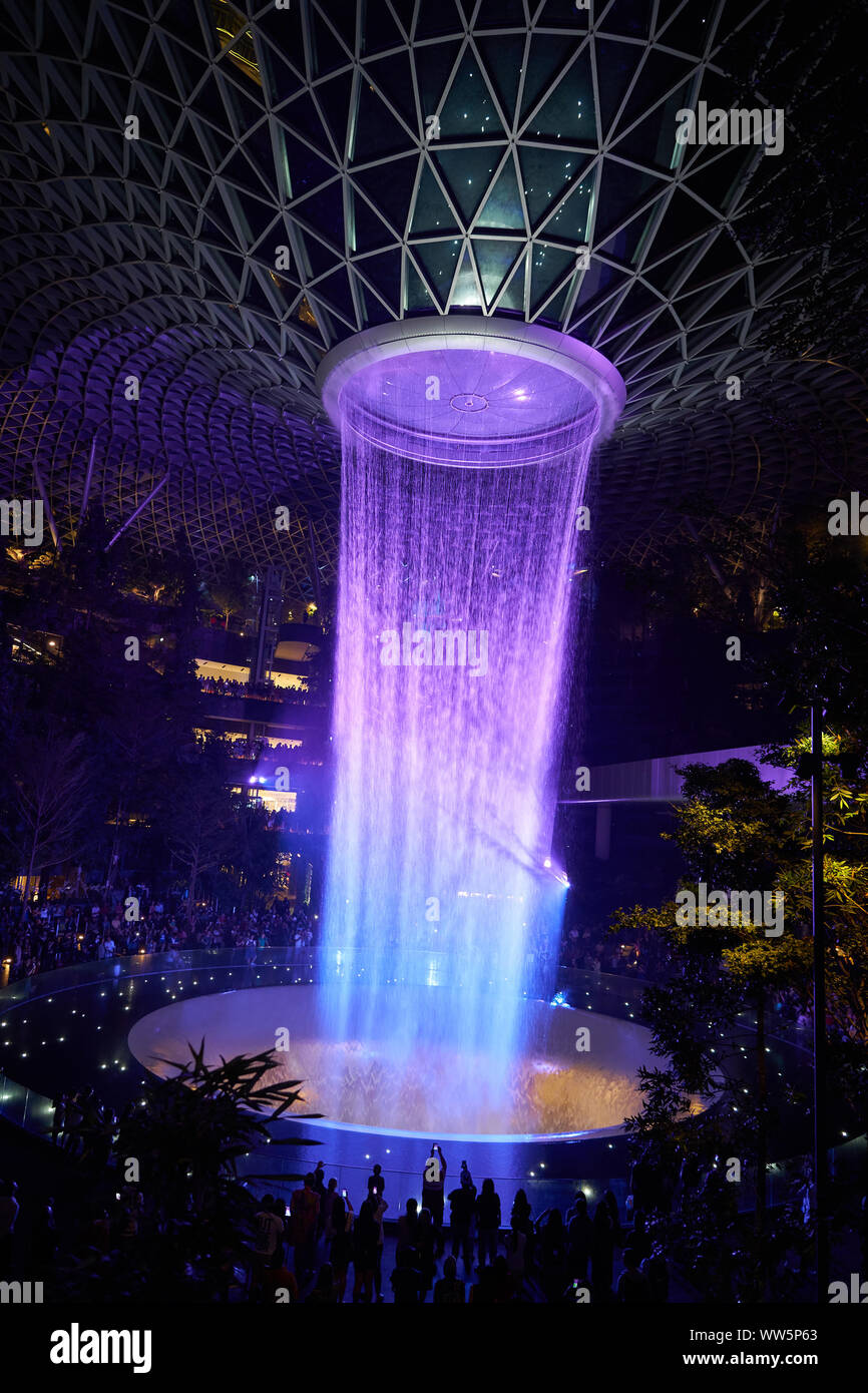 SINGAPORE - CIRCA APRIL, 2019: 40-meter HSBC Rain Vortex, the world’s ...