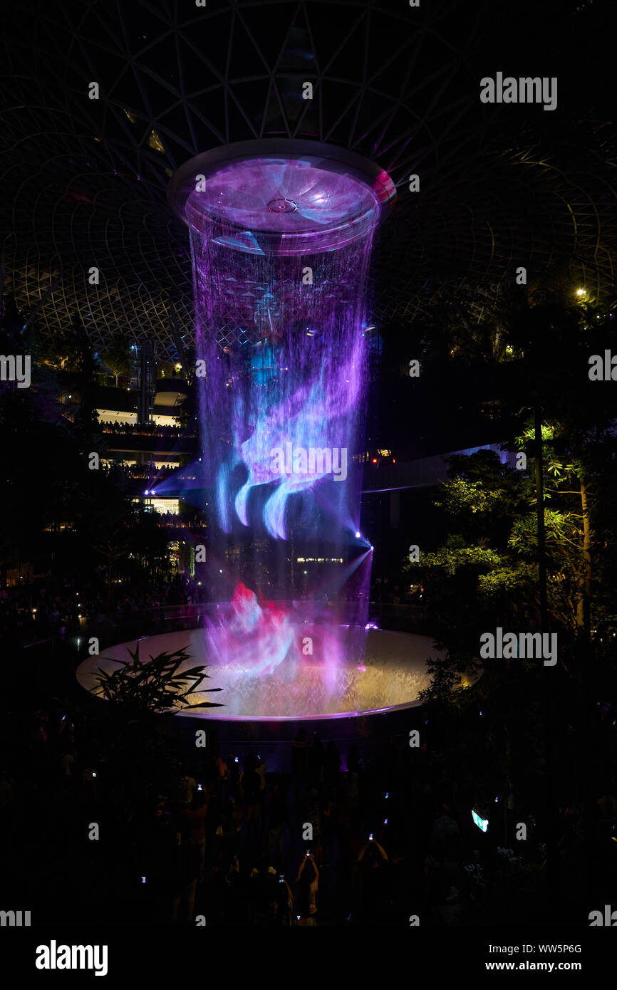 SINGAPORE - CIRCA APRIL, 2019: 40-meter HSBC Rain Vortex, the world’s ...