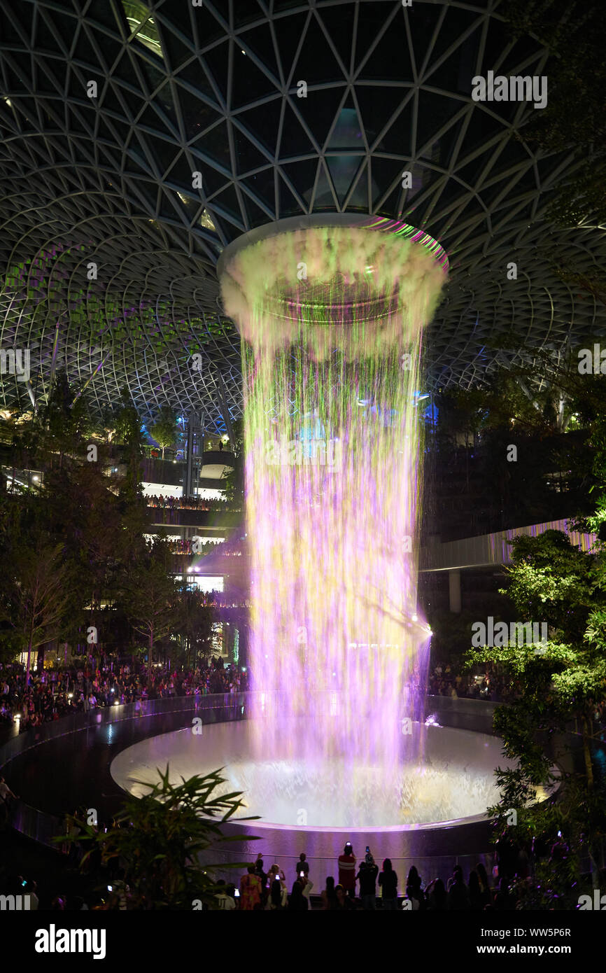 SINGAPORE - CIRCA APRIL, 2019: 40-meter HSBC Rain Vortex, the world’s ...