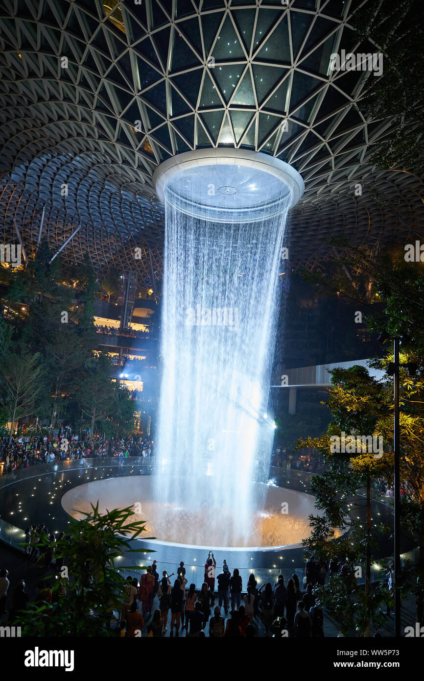 SINGAPORE - CIRCA APRIL, 2019: 40-meter HSBC Rain Vortex, the world’s ...