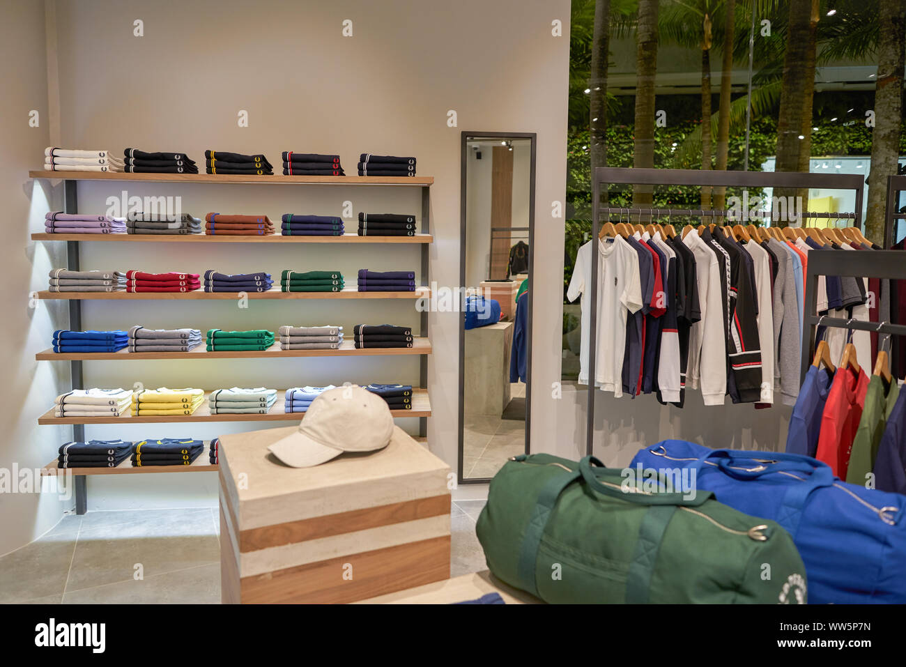 SINGAPORE - CIRCA APRIL, 2019: interior shot of Fred Perry store in ...