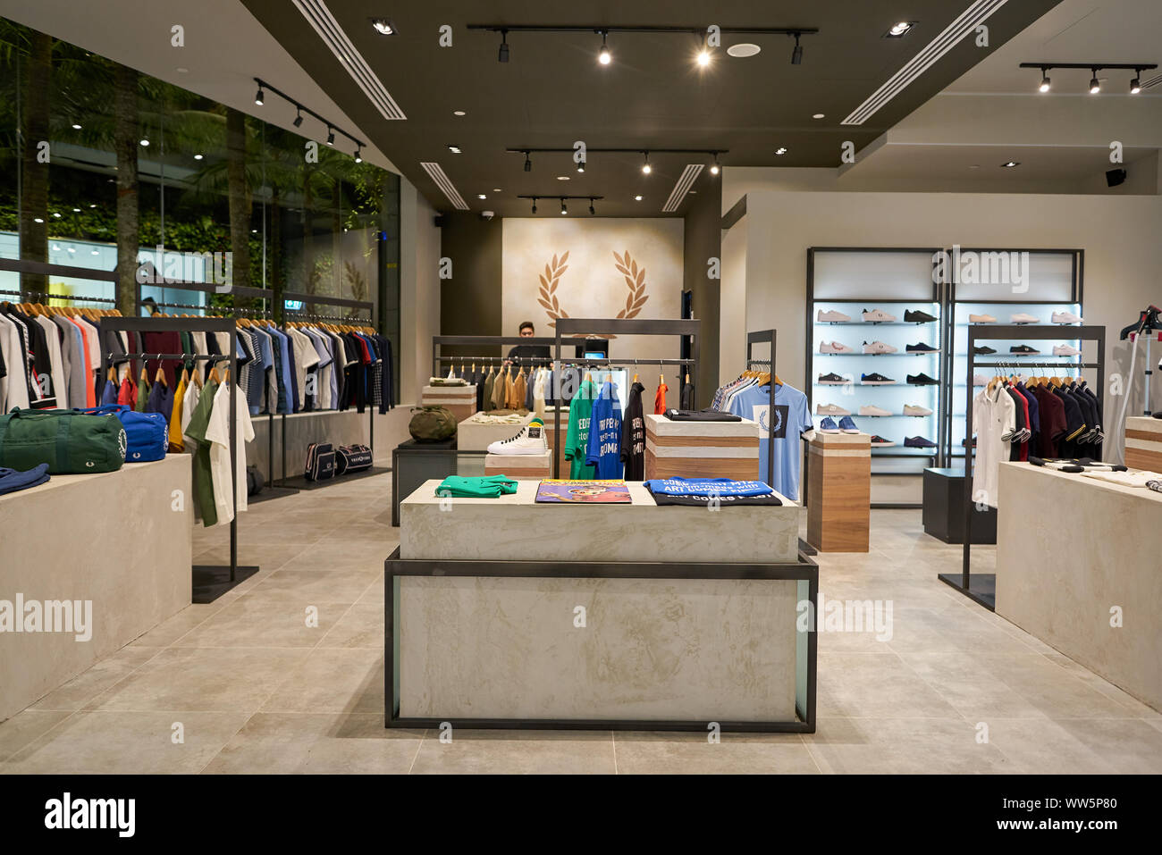 SINGAPORE - CIRCA APRIL, 2019: interior shot of Fred Perry store in ...