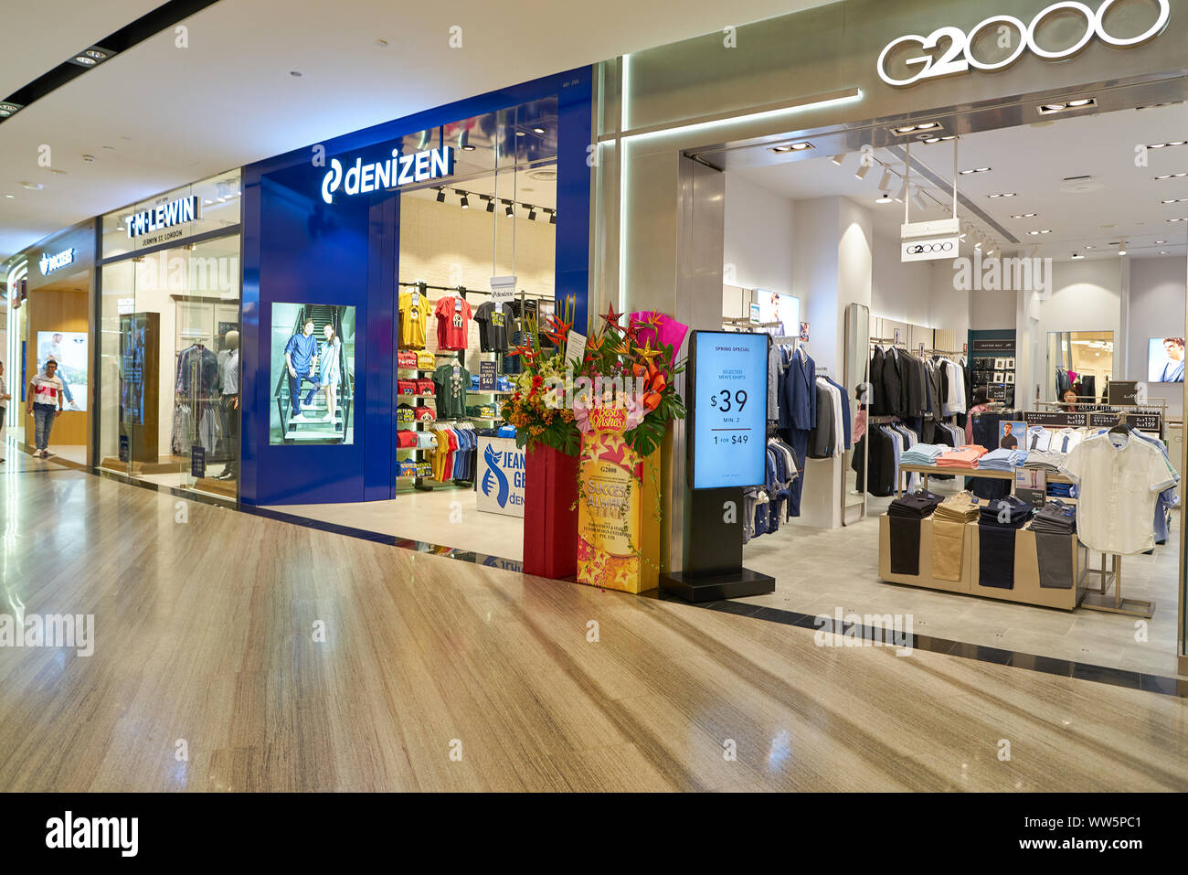 SINGAPORE - CIRCA APRIL, 2019: various shops in Jewel Changi Airport ...