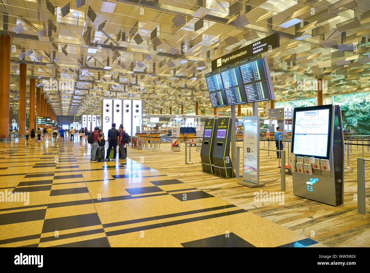 SINGAPORE - CIRCA APRIL, 2019: check-in area at Singapore Changi ...