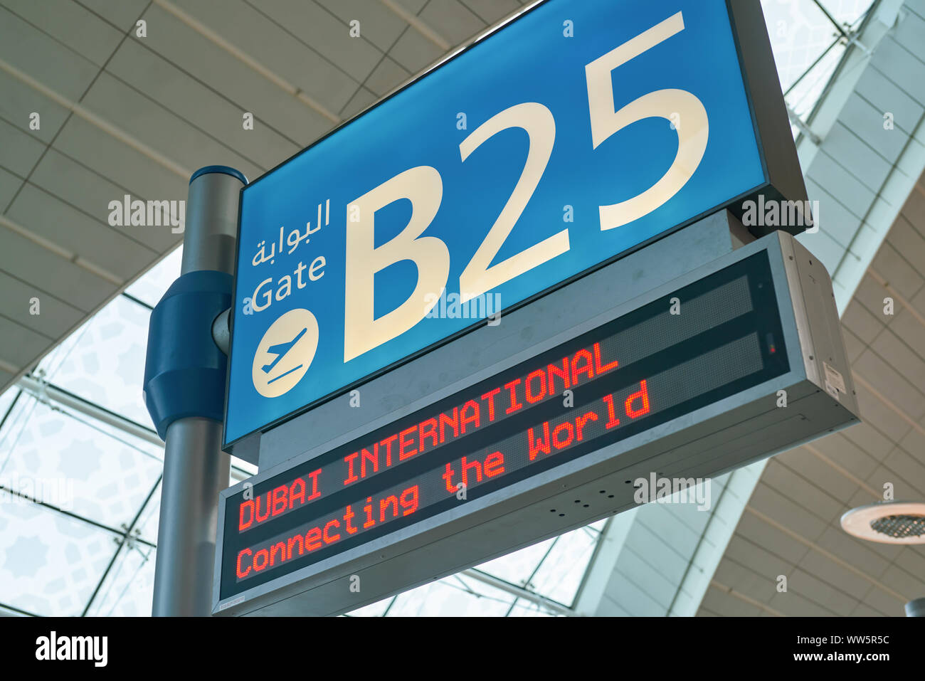 DUBAI, UAE - CIRCA JANUARY, 2019: a gate sign seen at Dubai ...