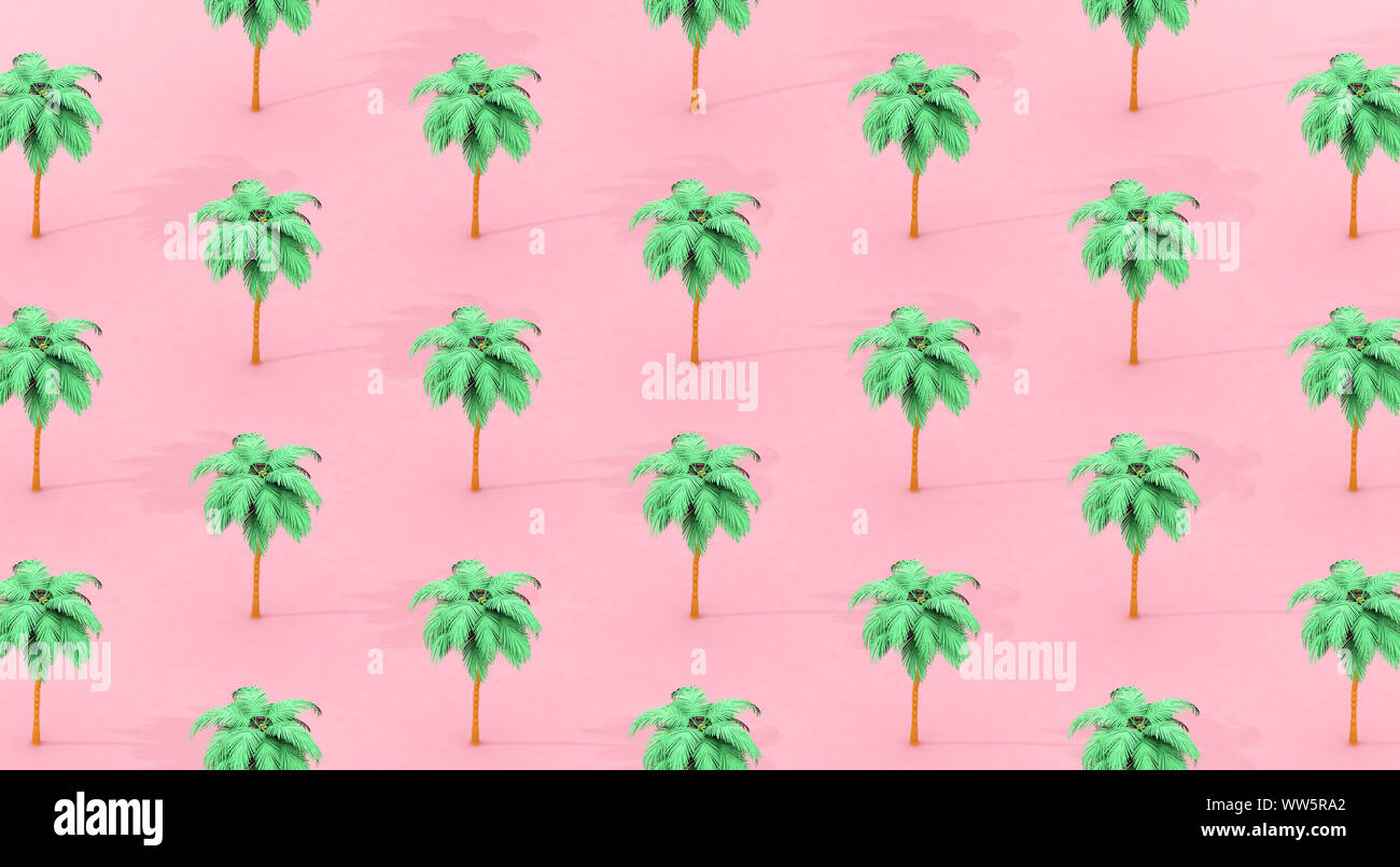 minimal palm trees on pink background 3d rendering Stock Photo - Alamy