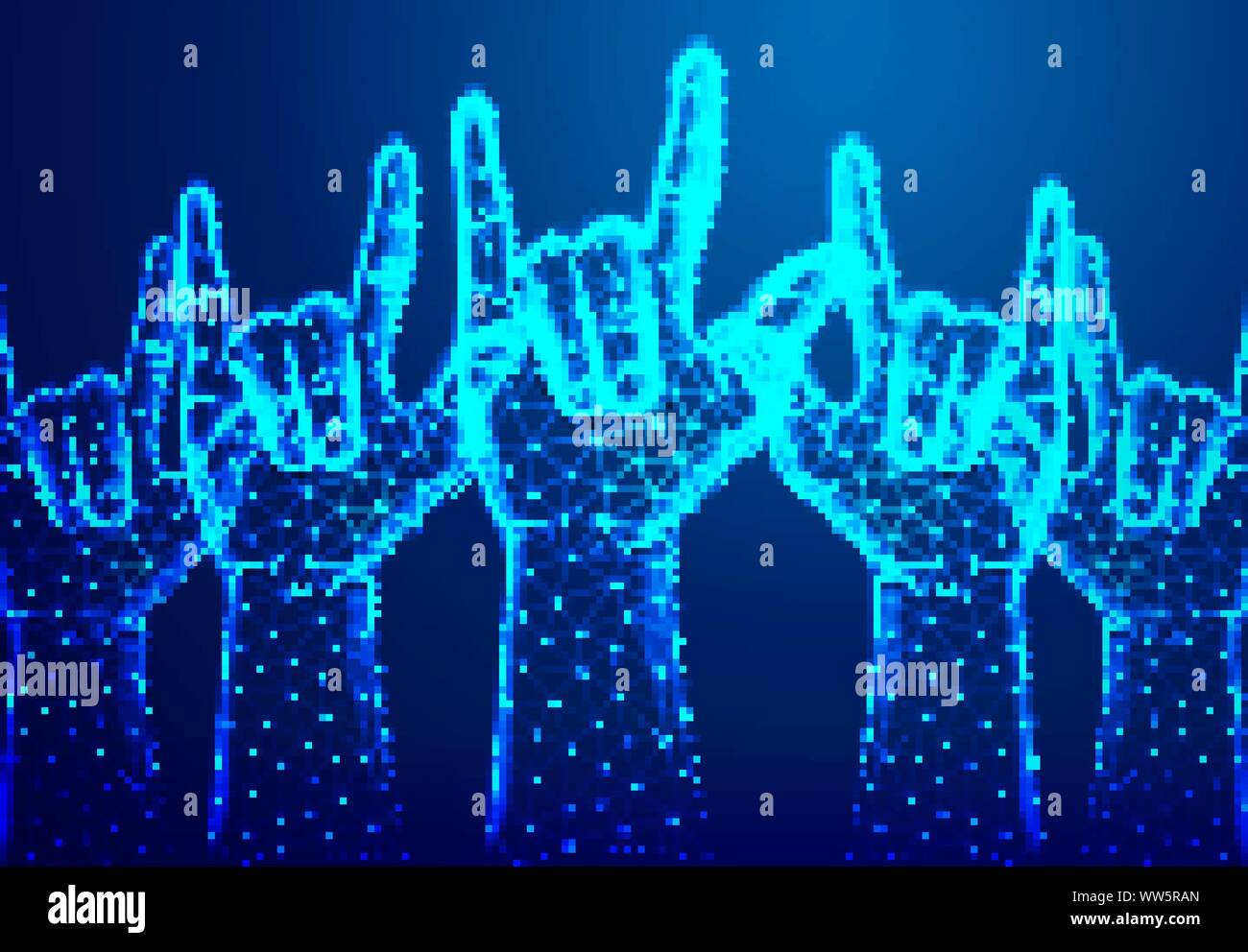 Rock sign gesture for music festival. Abstract Low Poly. Wireframe ...