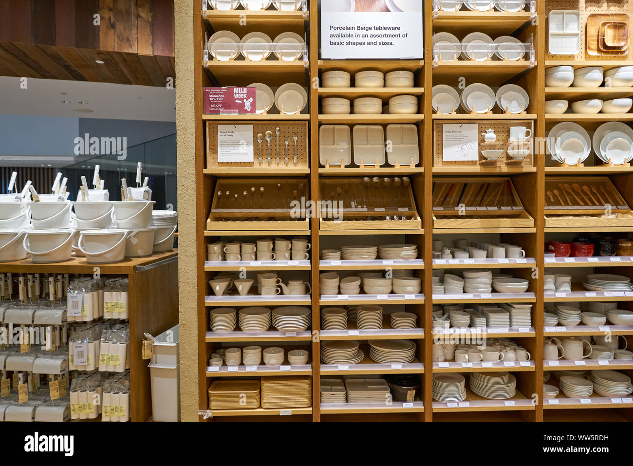 SINGAPORE - CIRCA APRIL, 2019: interior shot of Muji store in Jewel ...
