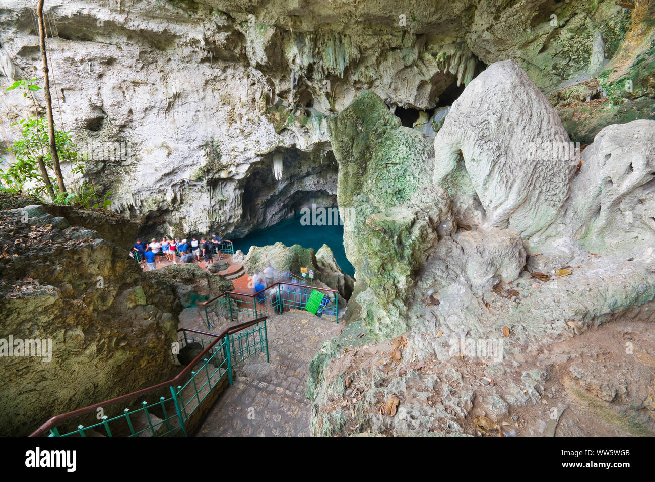 Los Tres Ojos - series of three lakes located in limestone cave in ...