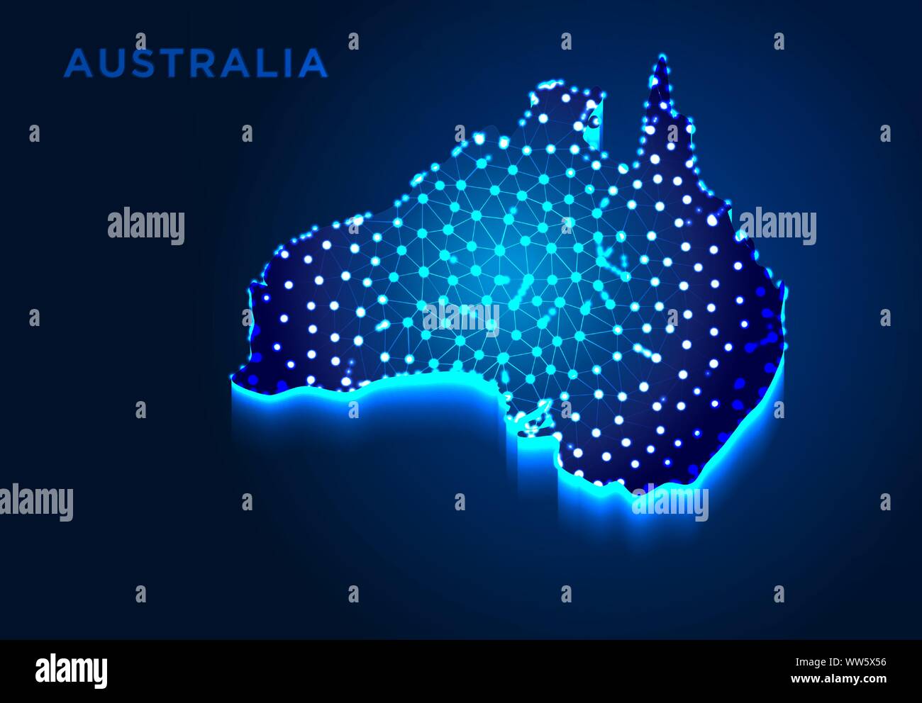 Australia Map in Blue Silhouette, Abstract Low poly Designs, from line ...