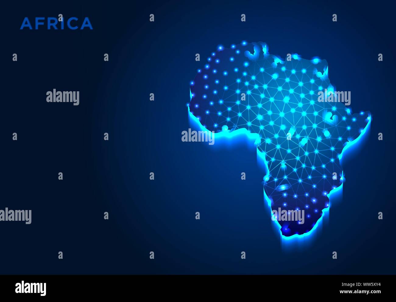 Africa Continent in Blue Silhouette, Abstract Low poly Designs, from ...