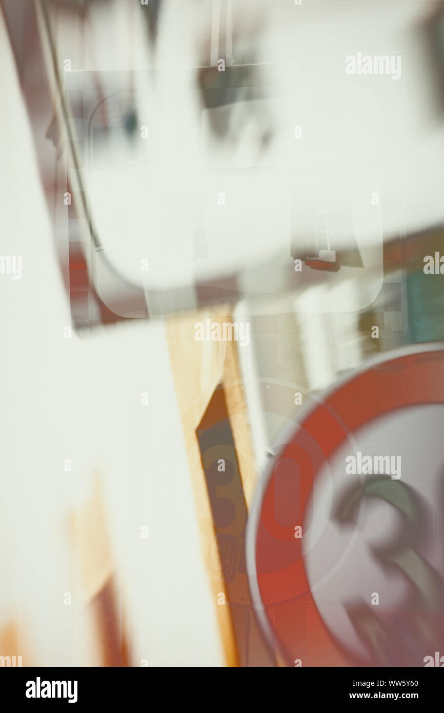 The abstract double exposure of a confusing junction corner with a ...