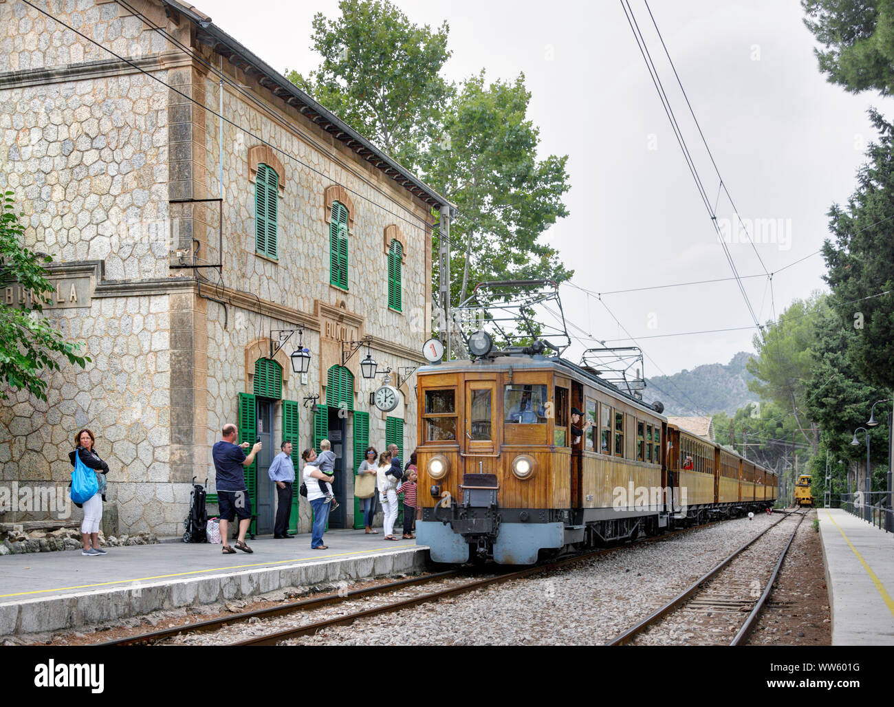 Spain, Majorca, Bunyola, train, teak, vintage, railway station ...