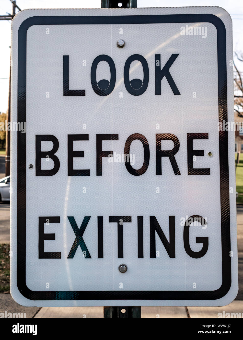 warning sign on the street Stock Photo - Alamy