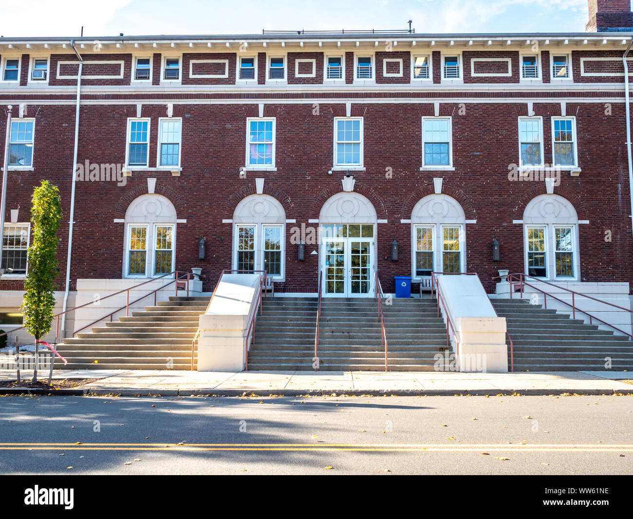 classic North American red brick building on a sunny autumn day Stock ...