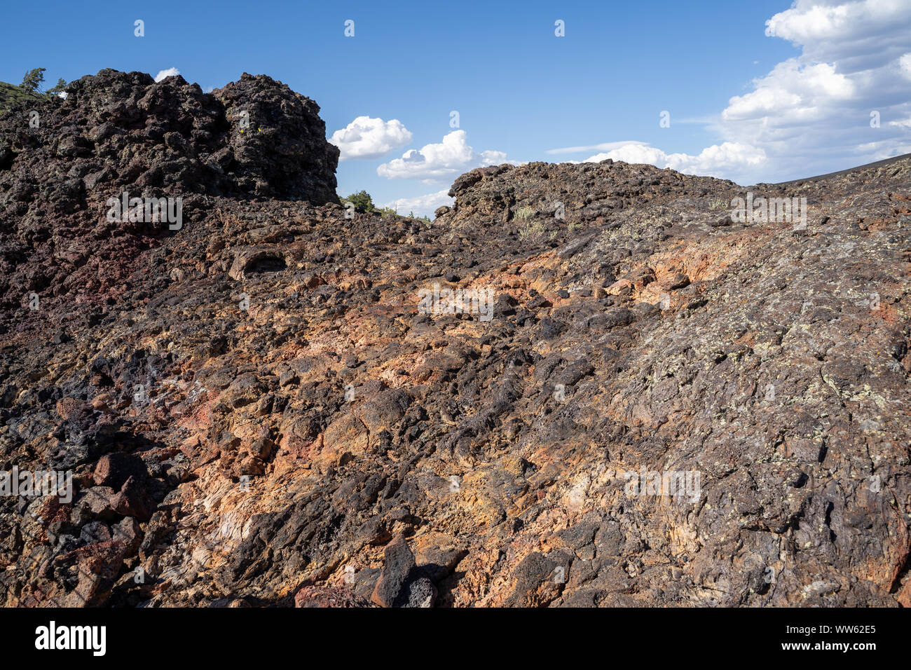 Brilliant colorful lava rocks along the Spatter Cones trail in Craters ...
