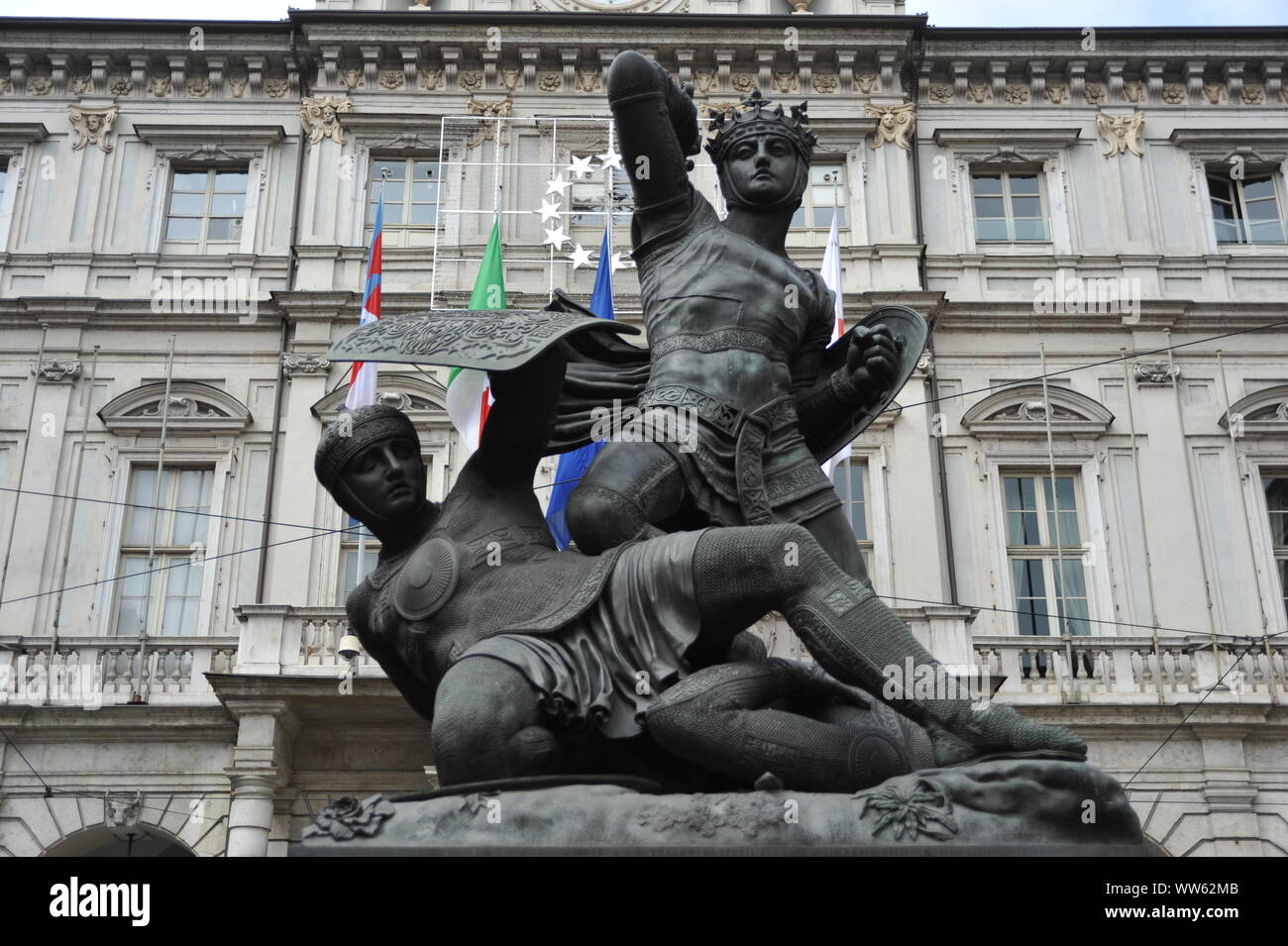 Turin, Piedmont, Italy. Statue of Amadeus VI of Savoy also named Conte ...