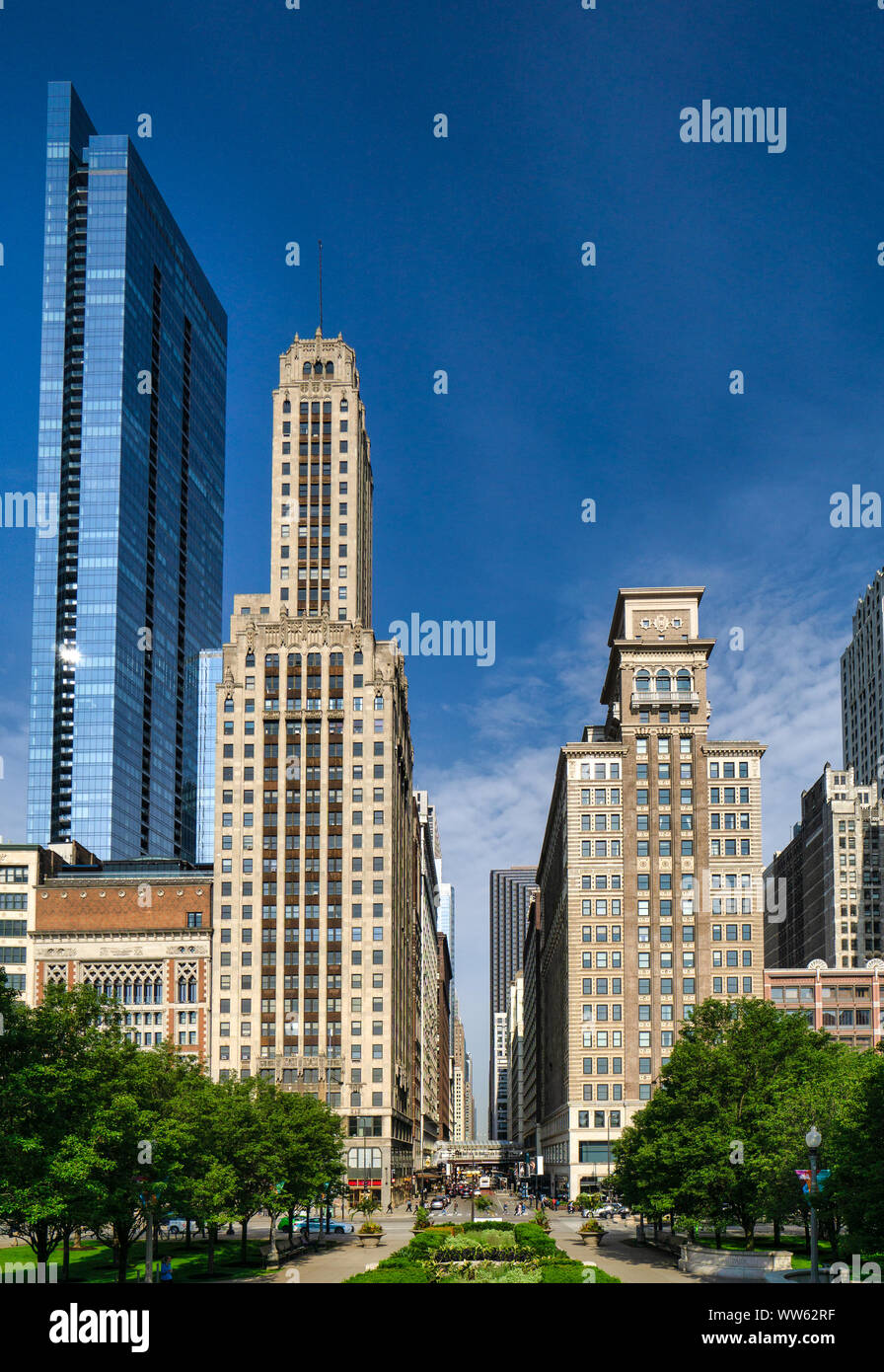 West Washington Street from Millennium Park, Chicago, Illinois, United ...