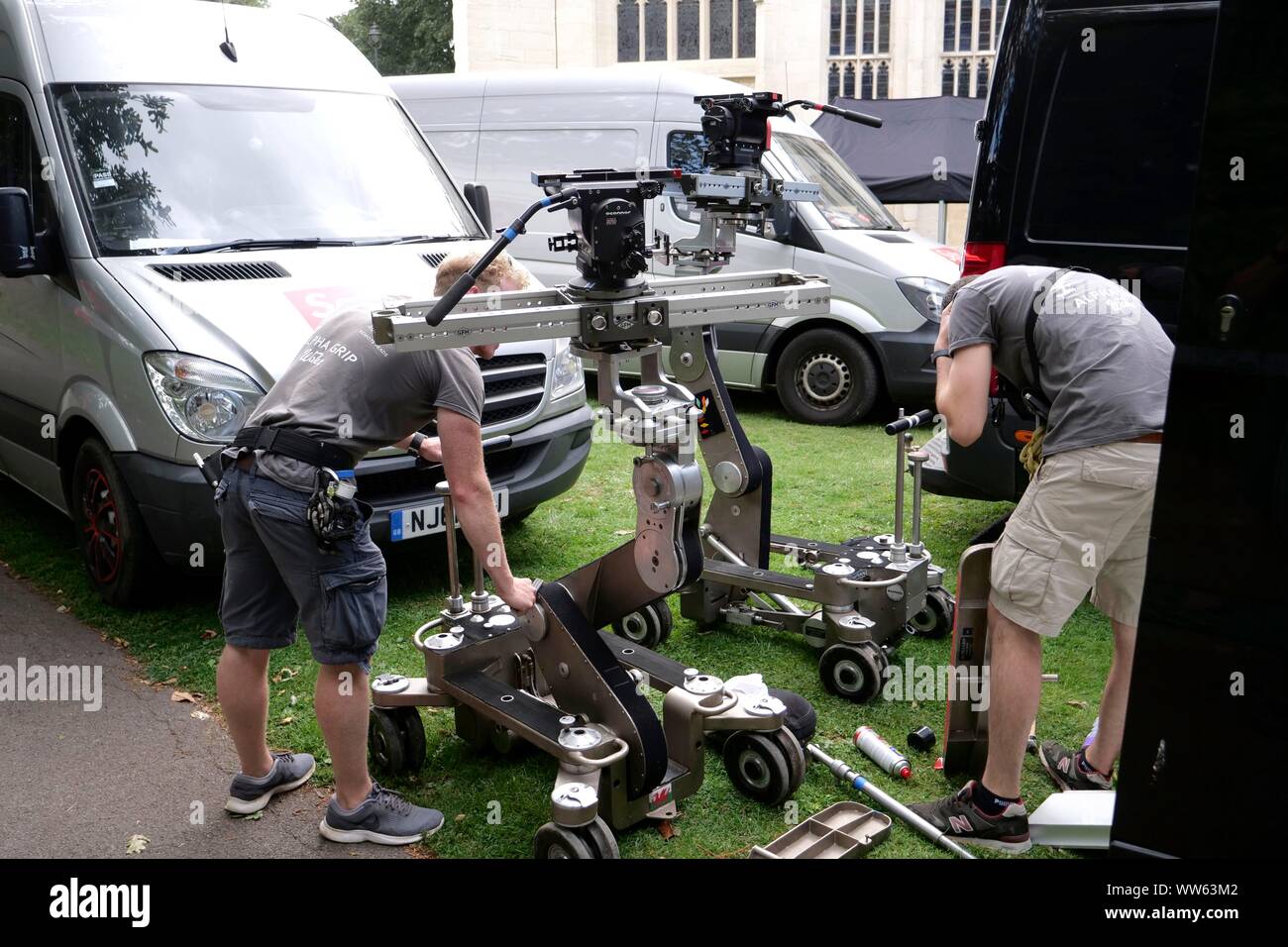 Film crew setting up at the rear of Gloucester Cathedral today, for a ...