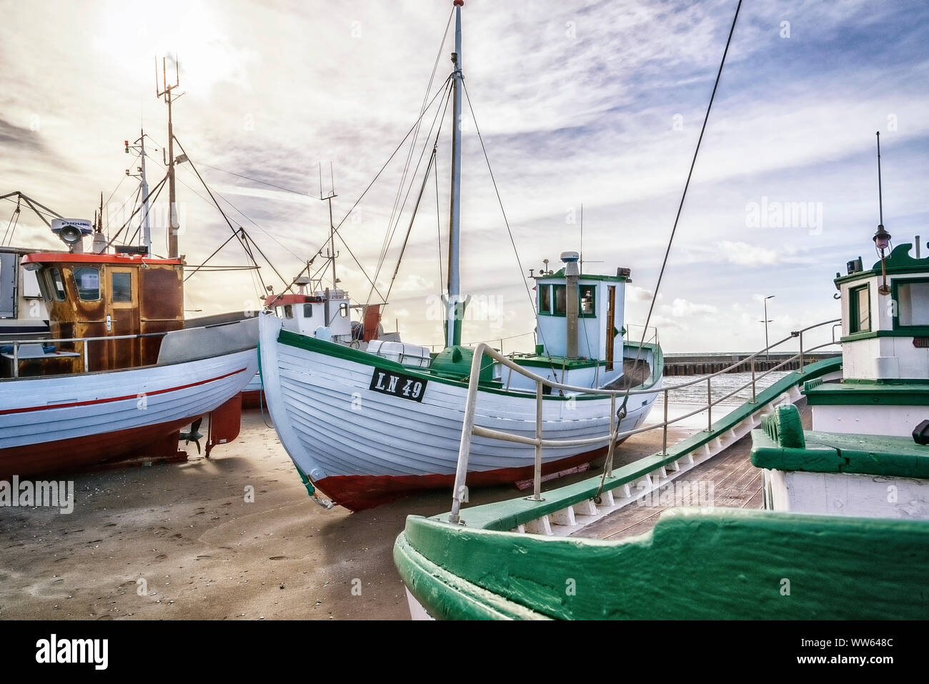 Fishing boats at the beach of lokken hi-res stock photography and ...