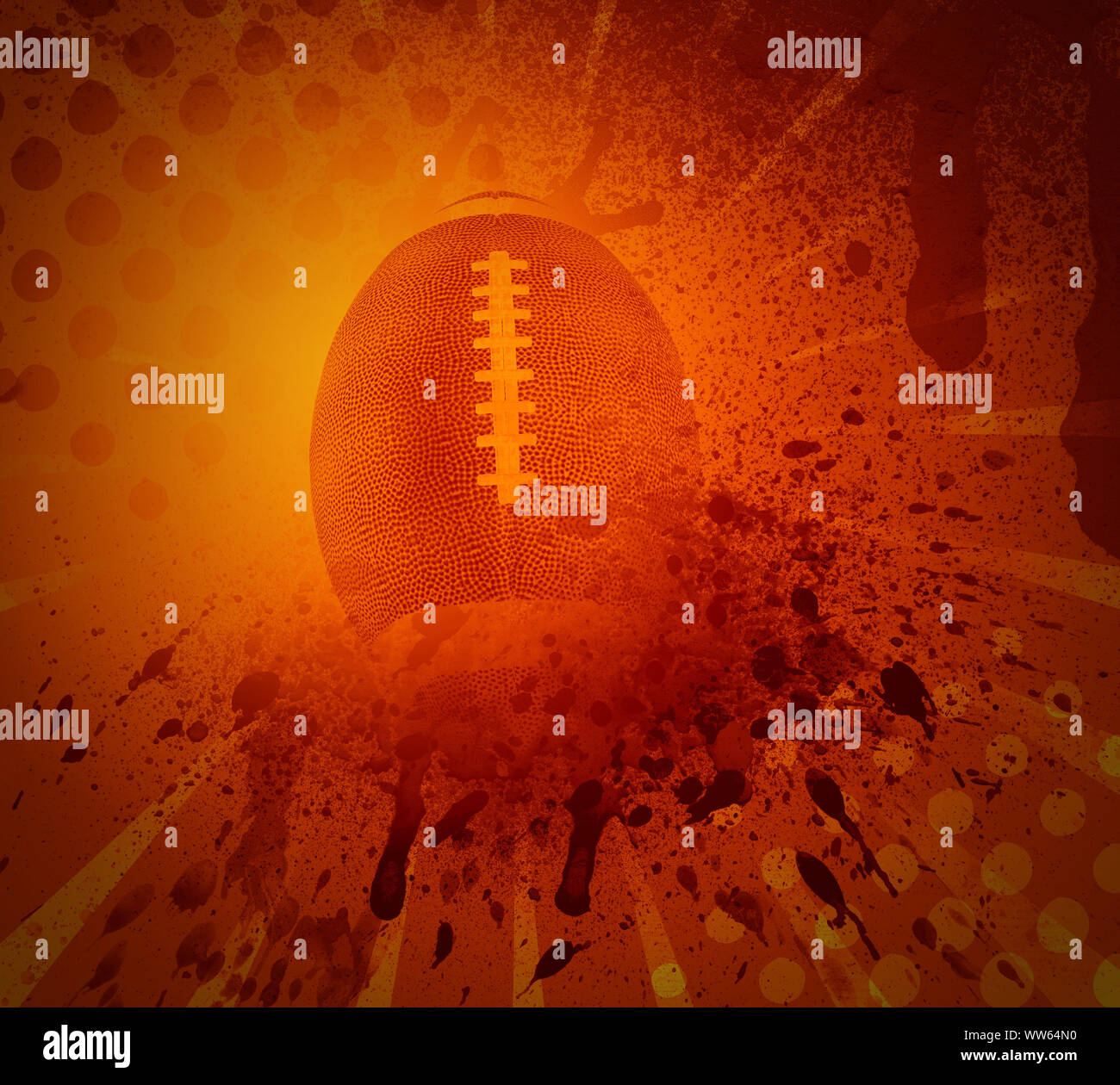 Rugby ball on grunge background with spatters Stock Photo - Alamy