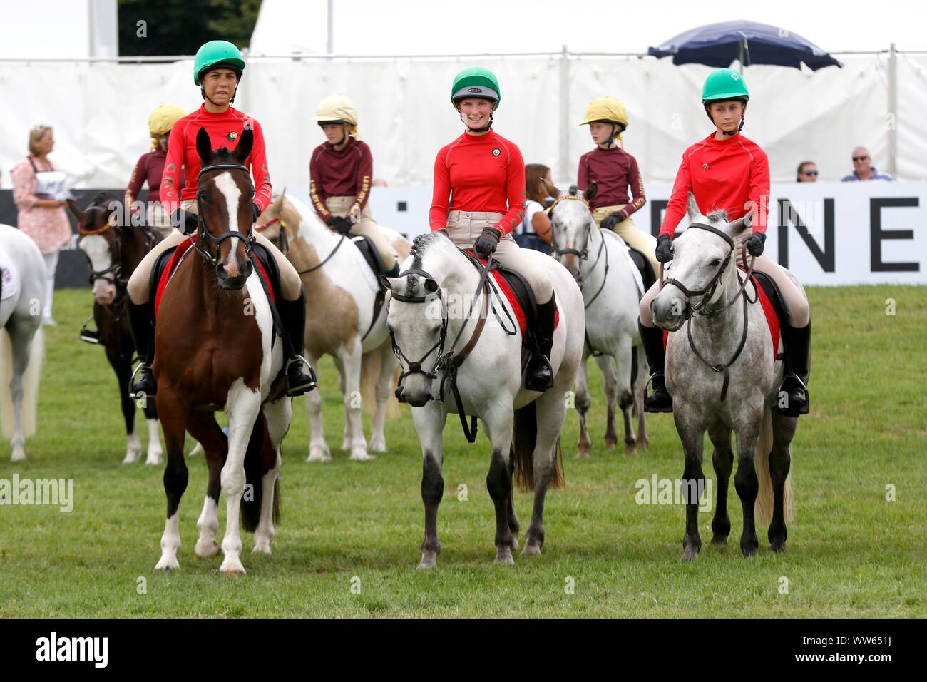 Pony club members coming into the arena to meet Princess Anne Stock ...