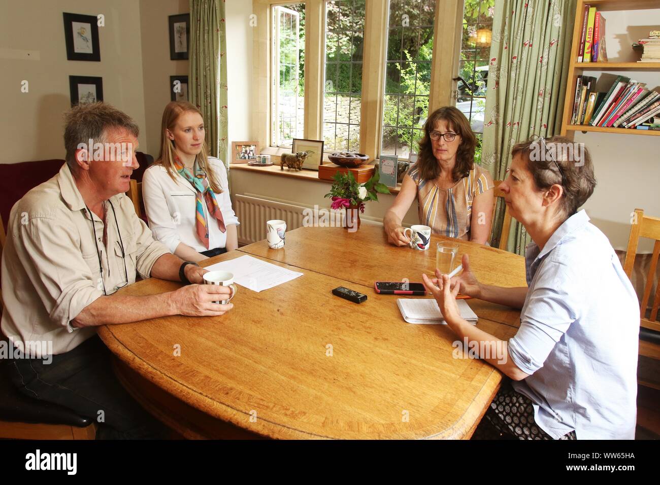 Farmers Ian Boyd, Steph Ackrill and Cathy Boyd, being interviewed by ...