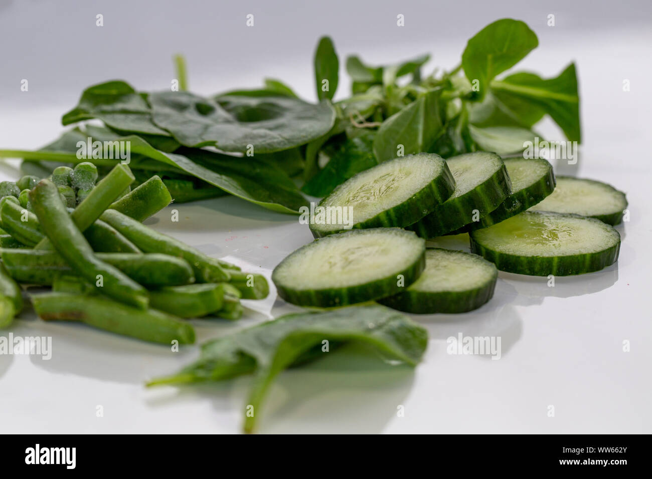 Healthy green food ingredients Stock Photo - Alamy