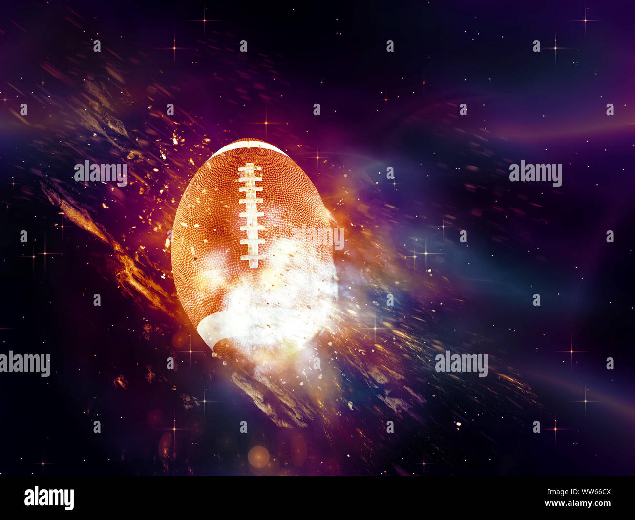 Purple space background with rugby ball, explosion effect Stock Photo ...