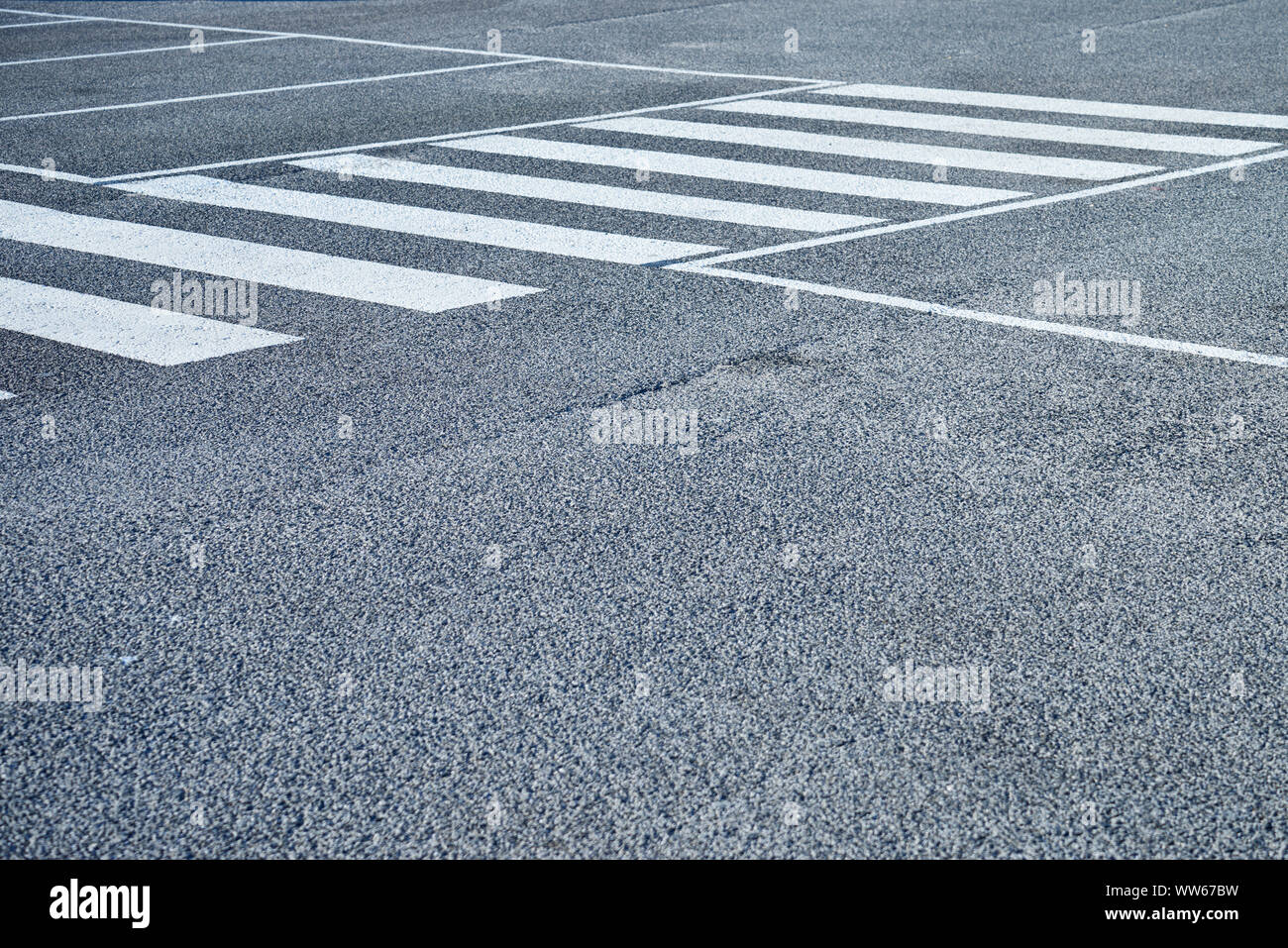 Parking lot, street, zebra crossing Stock Photo - Alamy