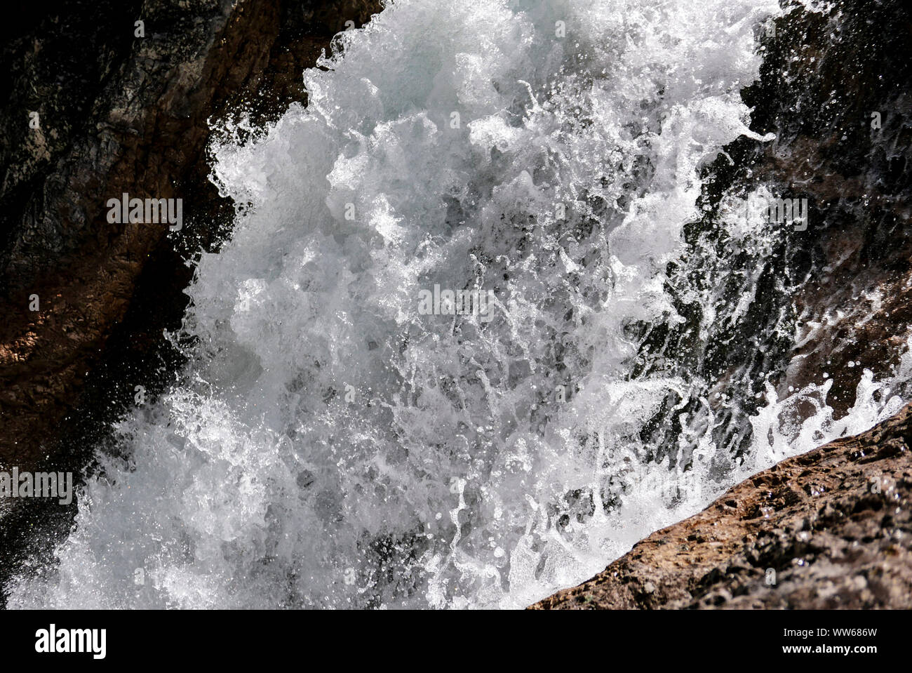 white effervescent waterfall in the Gleirschklamm, Tyrol Stock Photo ...