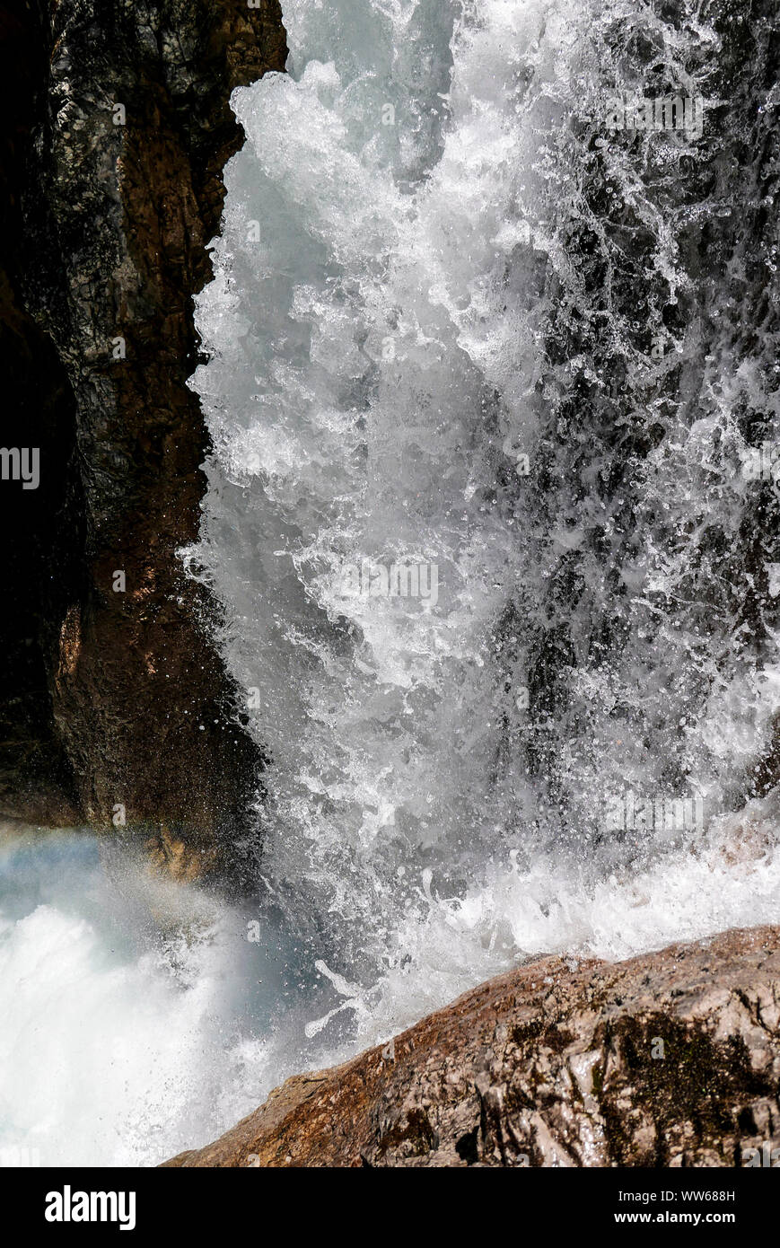 white effervescent waterfall in the Gleirschklamm, Tyrol Stock Photo ...