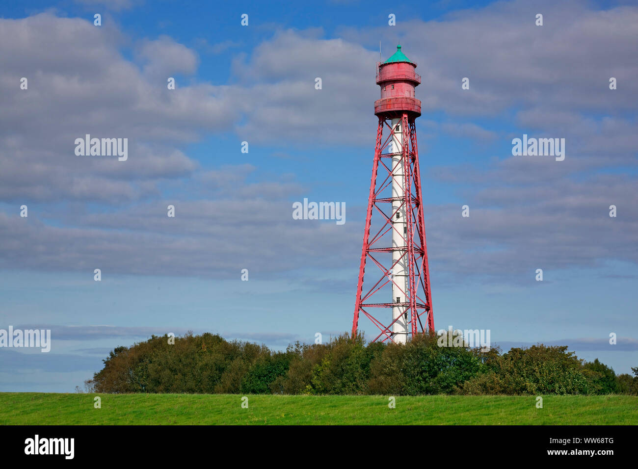 The Campen lighthouse built in 1891 in the East Frisian Krummhoern is ...