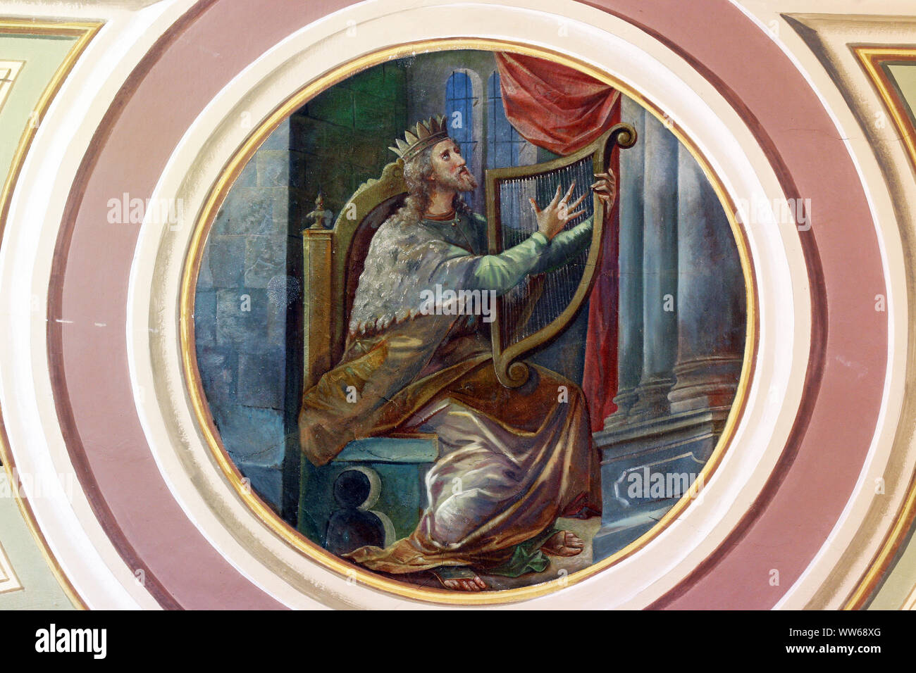 King David, fresco in the church of Saint Peter in Ivanic Grad, Croatia ...