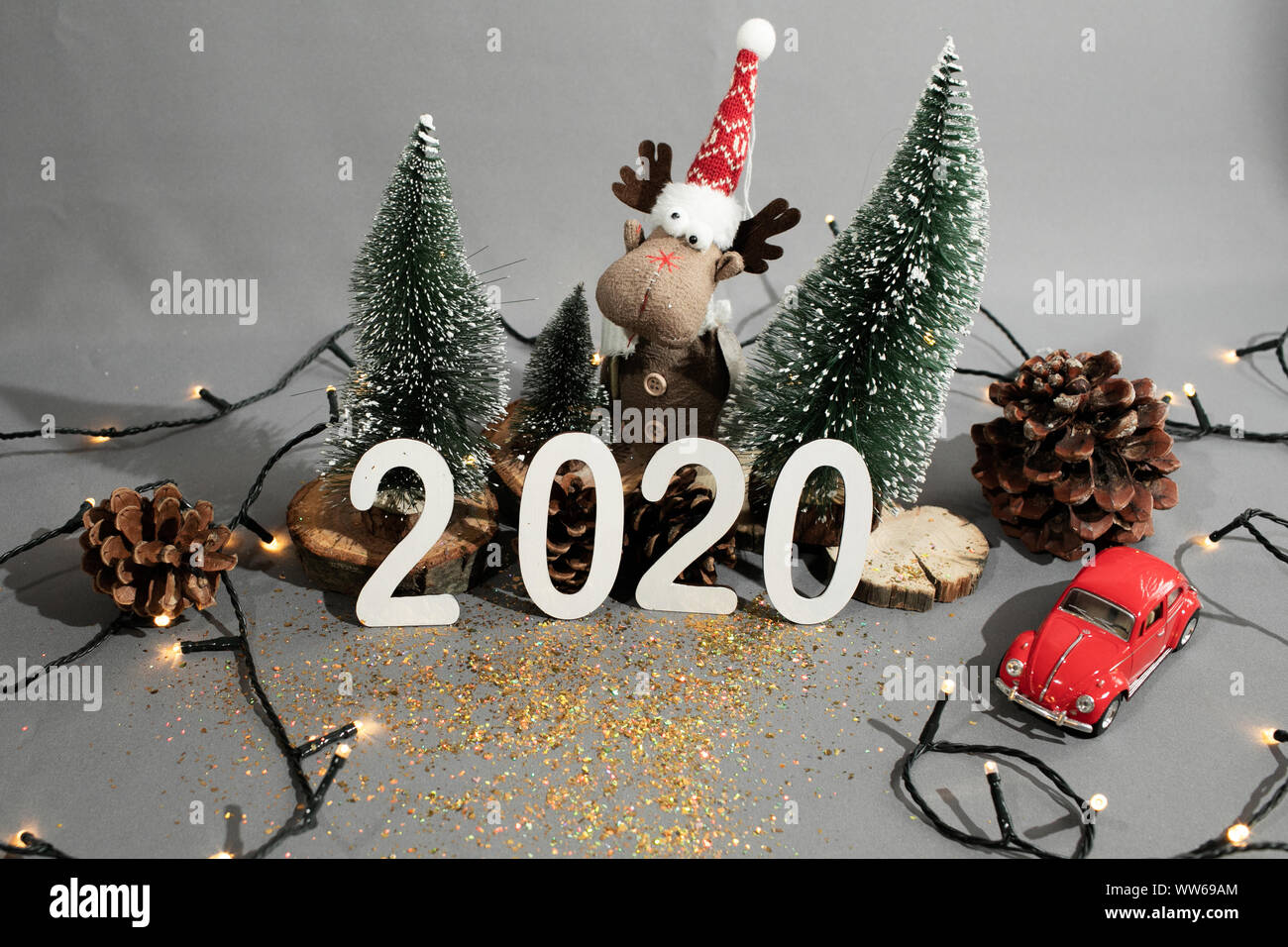 Happy New Year 2020. Symbol from number 2020 on gray background Stock ...