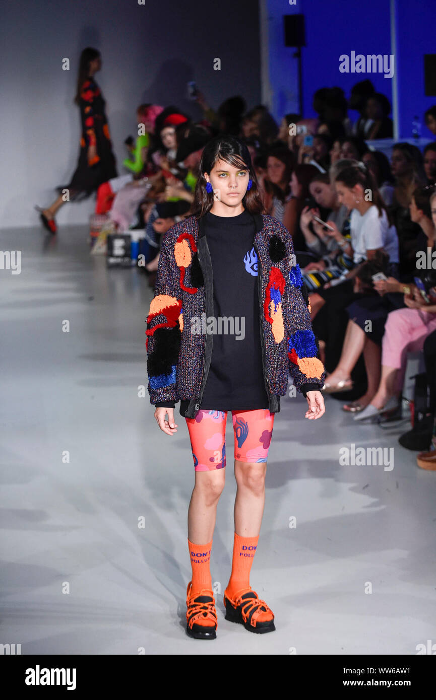 London, UK. 13 September 2019. A model presents a look by Wear Polish ...