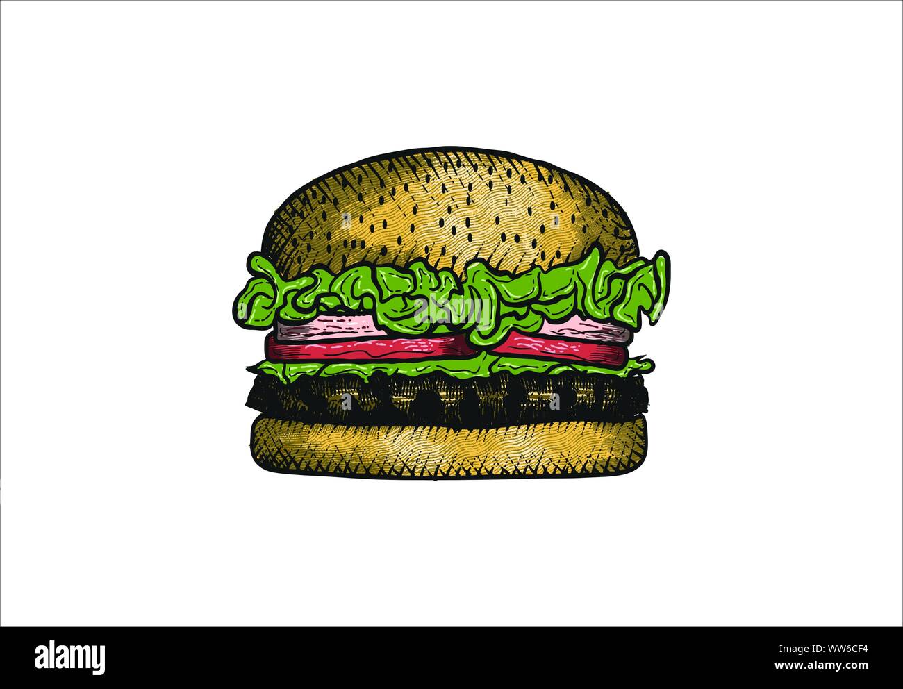 hand drawn, rustic, classic burger Logo Inspiration isolated on white ...