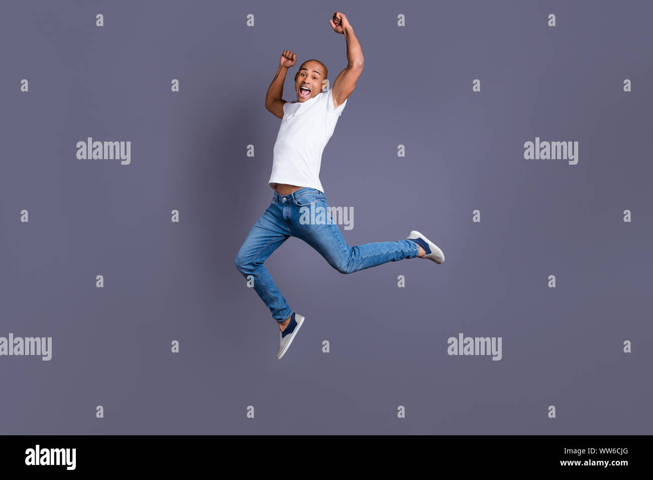 Full length body size portrait of his he nice handsome attractive ...