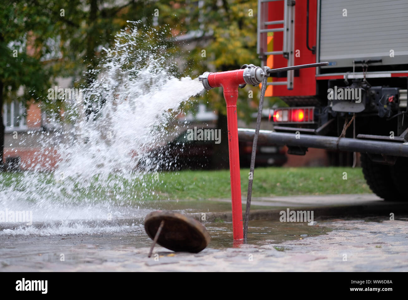 Source of water from underground utilities to extinguish a fire Stock ...