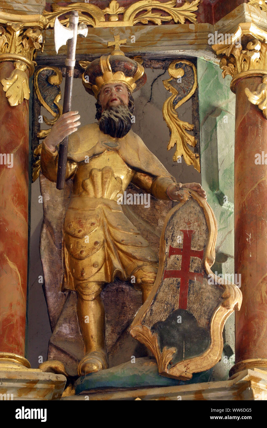 Saint Ladislaus of Hungary, statue on the main altar in the Church of ...