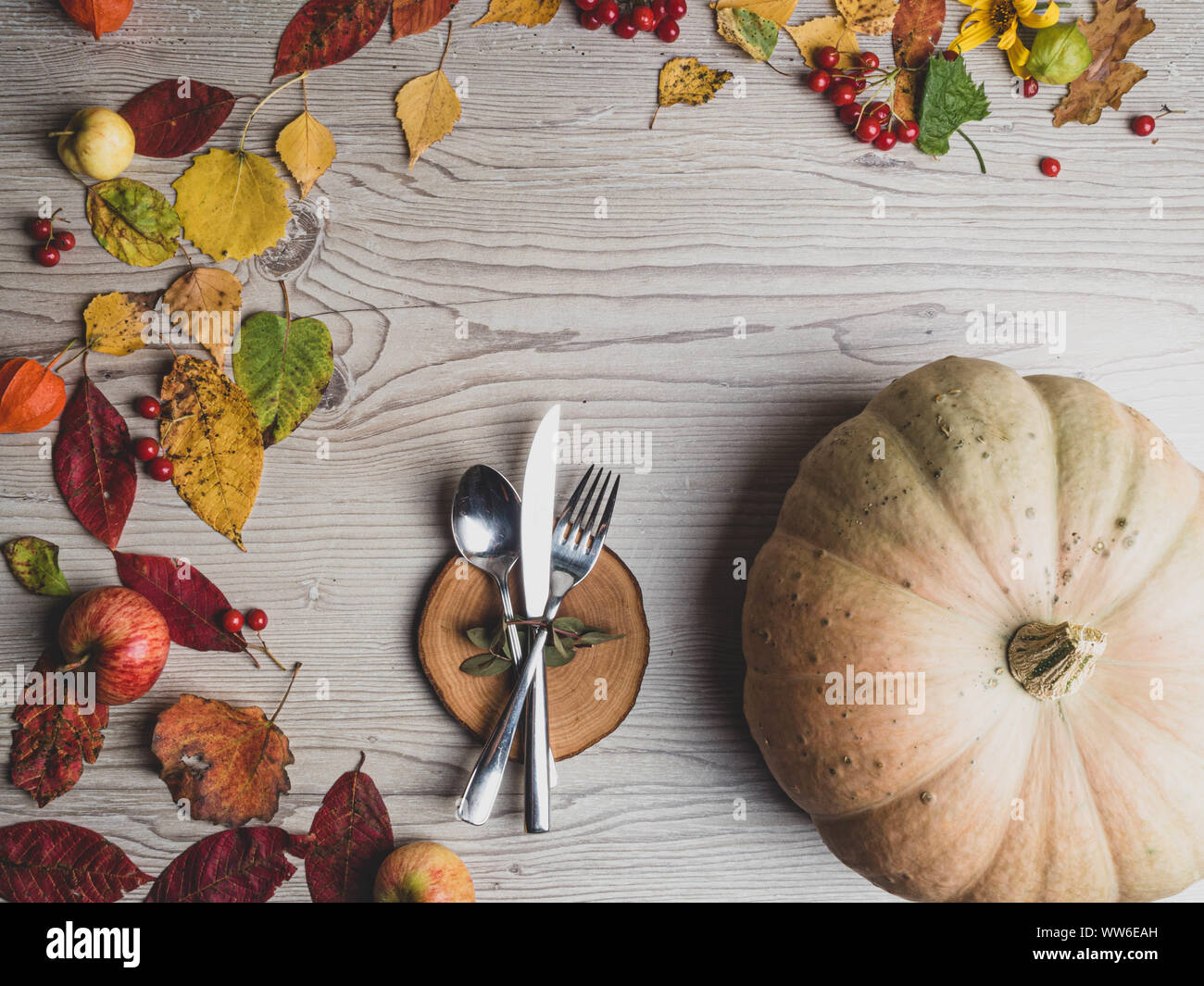Fall Themed Table Setting Arrangement for a Seasonal Party Stock Photo ...