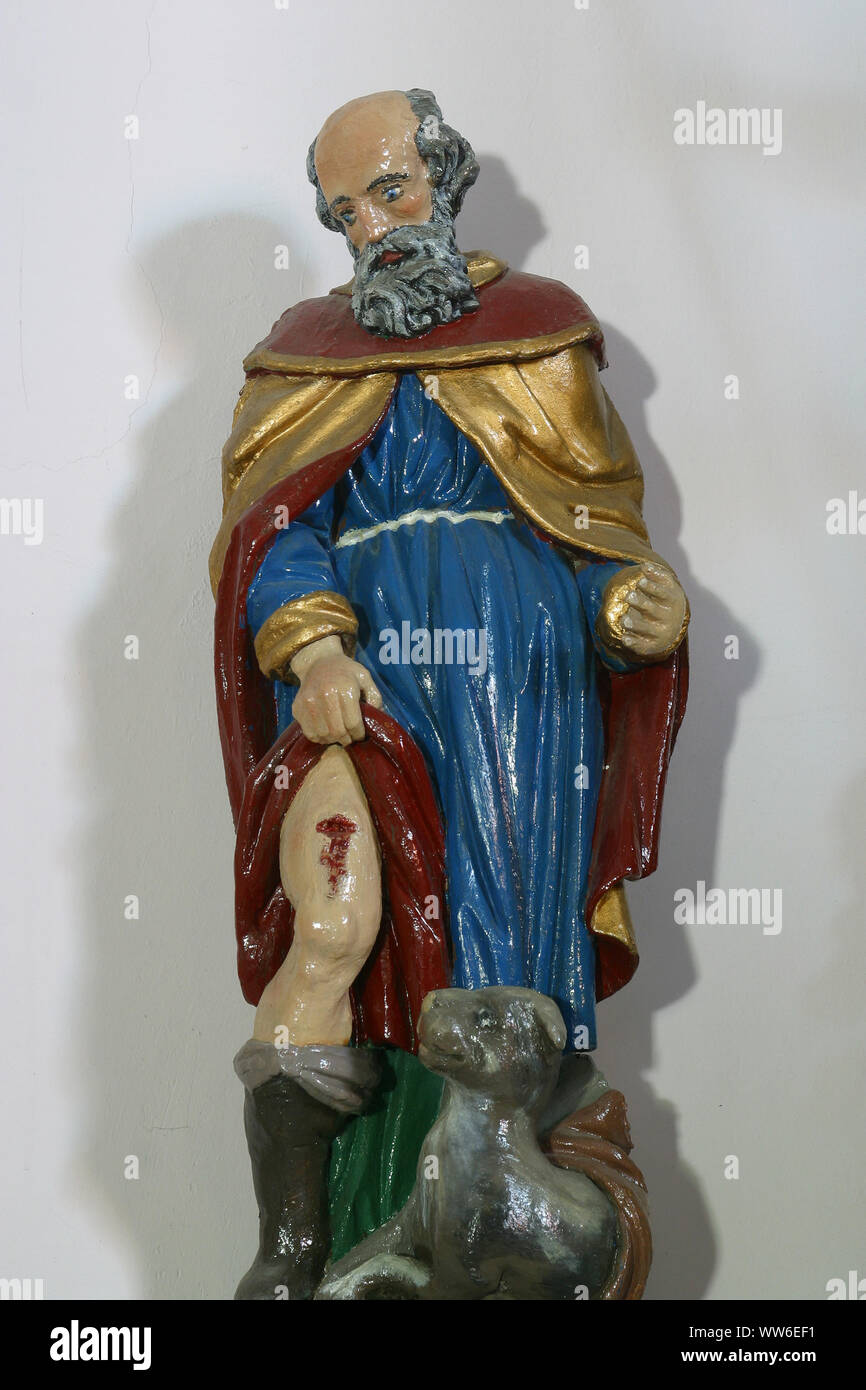 Saint Roch, statue on the main altar in the All Saints Church in the ...